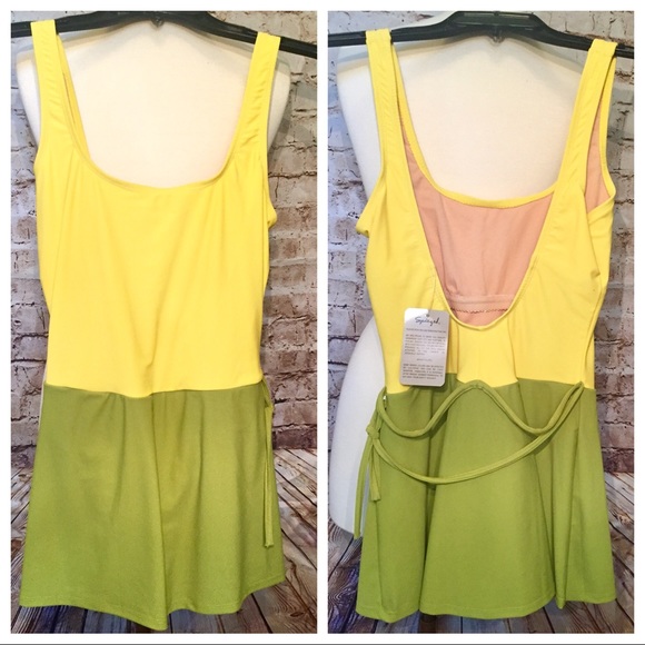 Spiegel | Swim | Hp Yellow And Green One Piece Skirted Swimming Suit ...